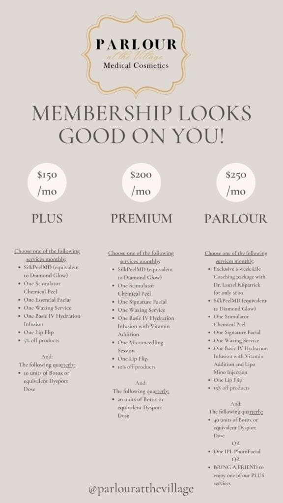 Parlour Plus Membership | Med Spa in Salado, TX